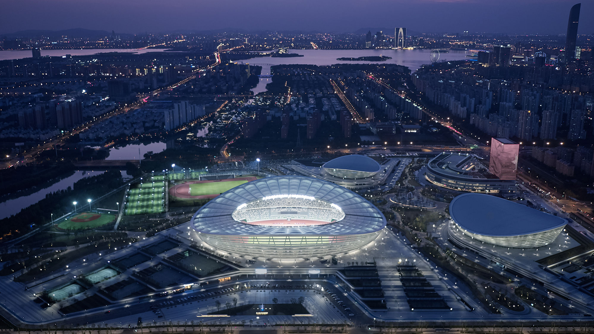 Sports center with stadium, indoor arena and aquatics center completed ...
