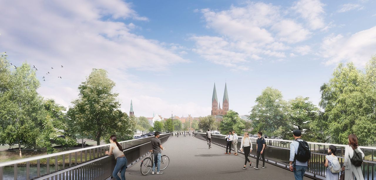 Pedestrian and Cycle Bridge over the Lübeck Town Moat - Projects - gmp ...