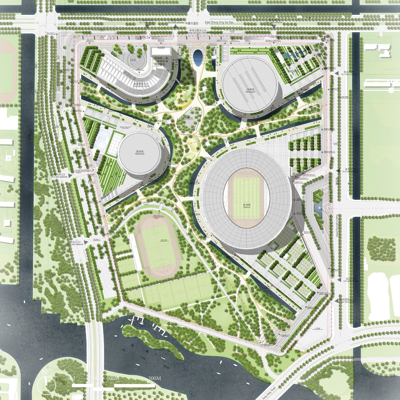 Sports center with stadium, indoor arena and aquatics center completed ...